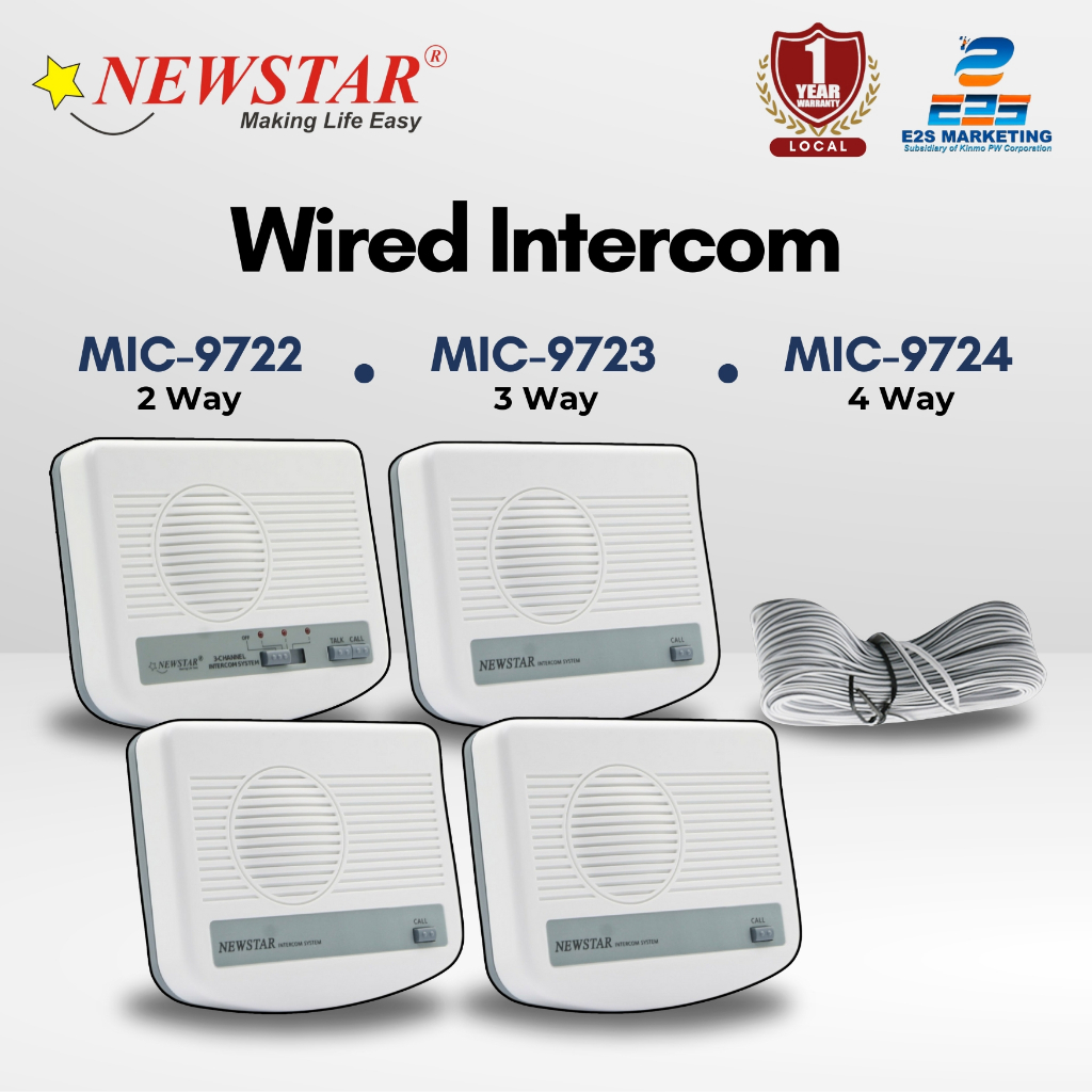 Newstar Wired Intercom MIC-972 Series 2-Way / 3-Way / 4-Way Intercom ...