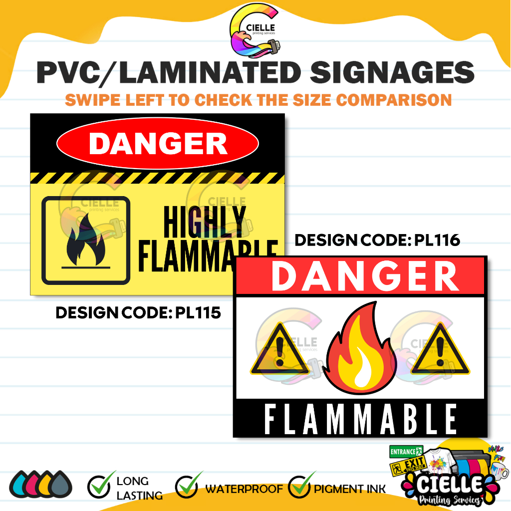 PVC/LAMINATED/STICKER SIGNAGES (PL115&PL116) - HIGHLY FLAMMABLE/ DANGER ...