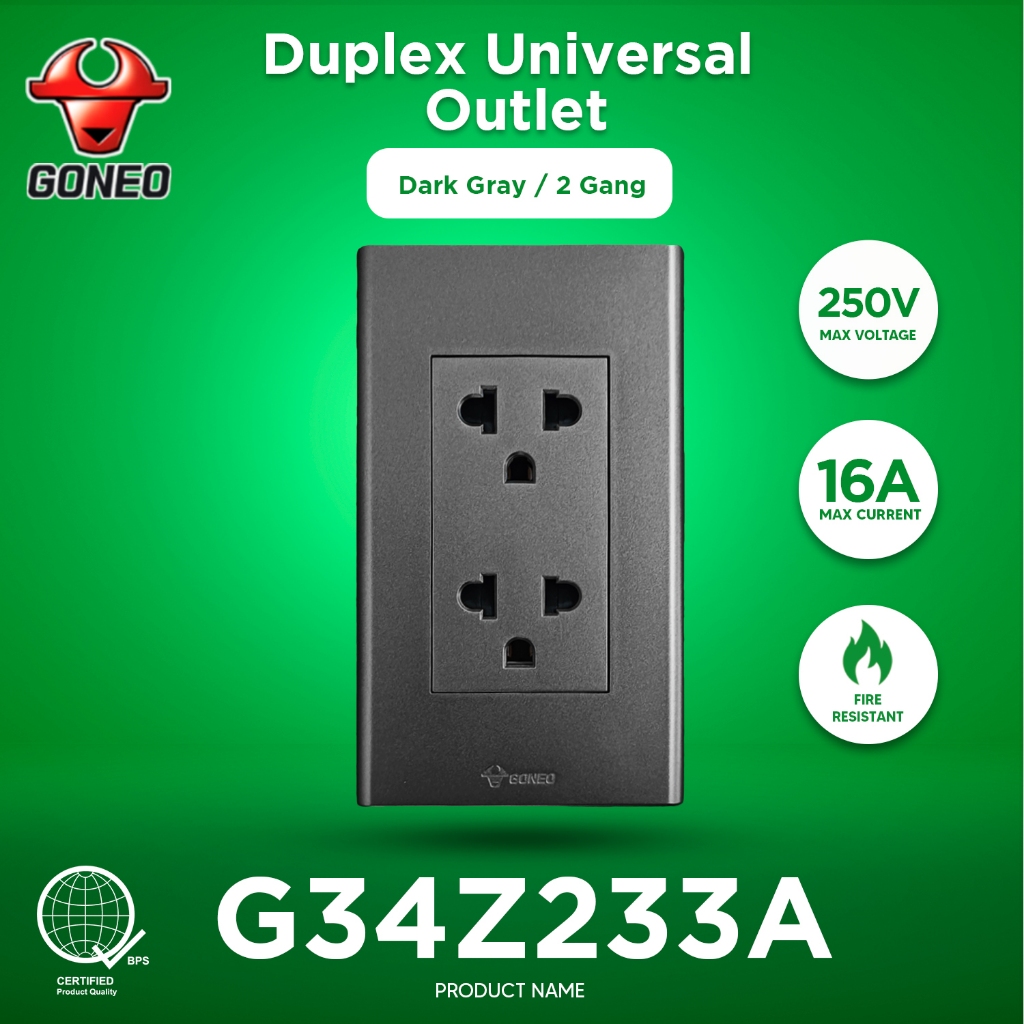 GONEO 2 Gang Duplex Universal Outlet with Childproof Safety Shutter ...