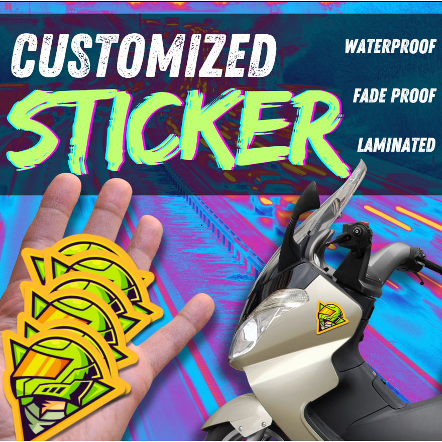 Customized Logo for Motovloggers - A4 size, Laminated Sticker, Water ...