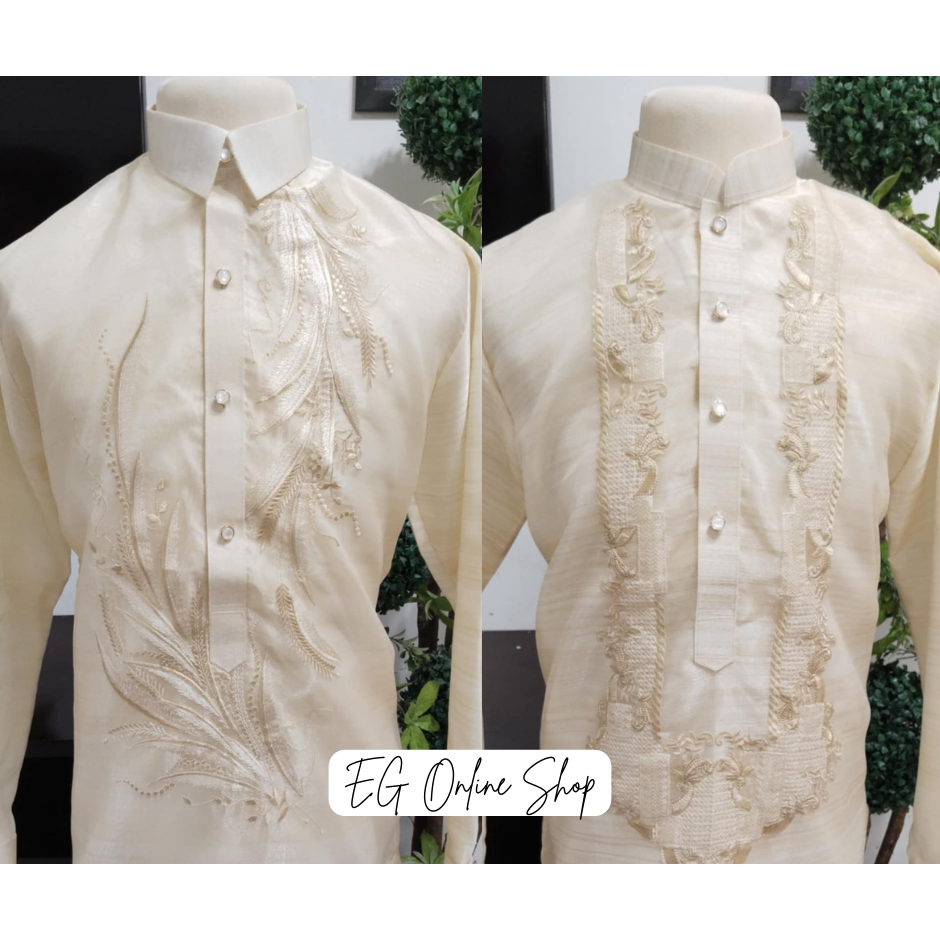 MODERN BARONG TAGALOG PLAIN AND WITH PIPING (RANDOM BURDA) | Shopee ...
