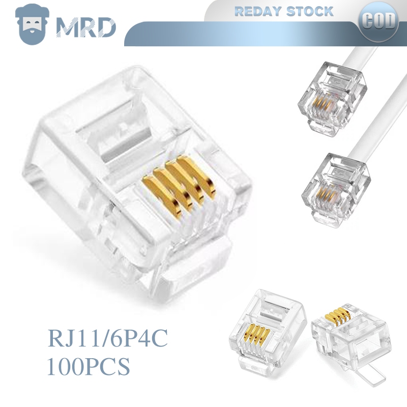 10pcs/Set 6P4C RJ1 Modular Plug 4-pin Telephone Cord Crimp Connector ...
