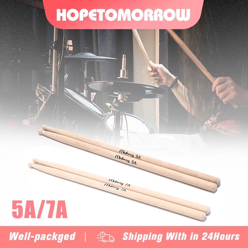 1 Pairs Drum sticks 5A/7A Classic Maple Wood Drumsticks Wood Tip Drumstick for Adults Kids ...