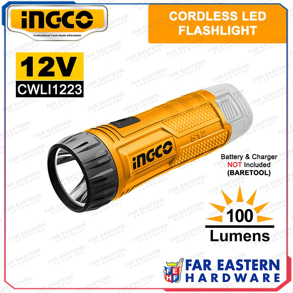 INGCO Cordless LED Flashlight 12V (Baretool) CWLI1223 INPTCL | Shopee ...