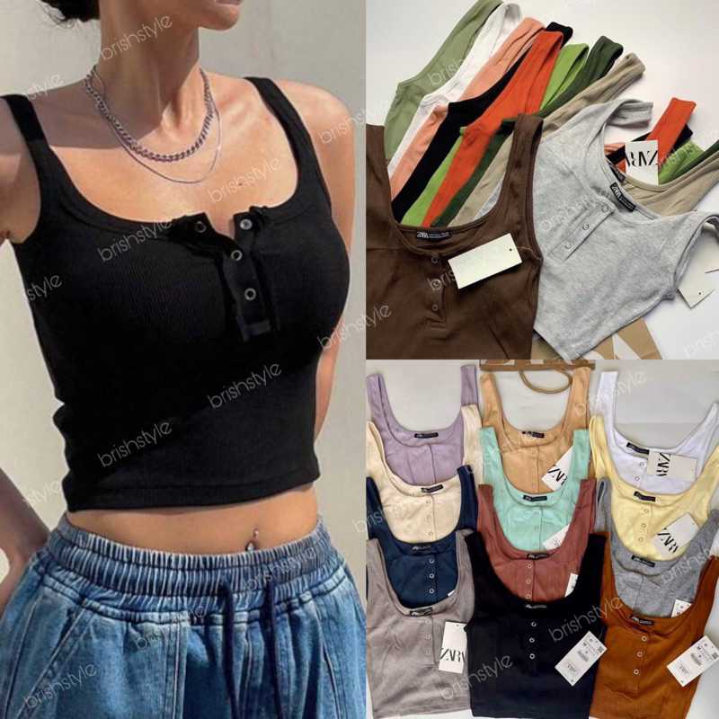 Jayce Snap Button Sando Basic Crop Top Tank For Women Brishtyle ...