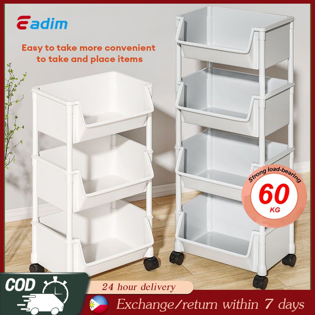 2-5 Layer Moving Rack Kitchen Storage Shelf Wall Cabinets Home Bedroom ...
