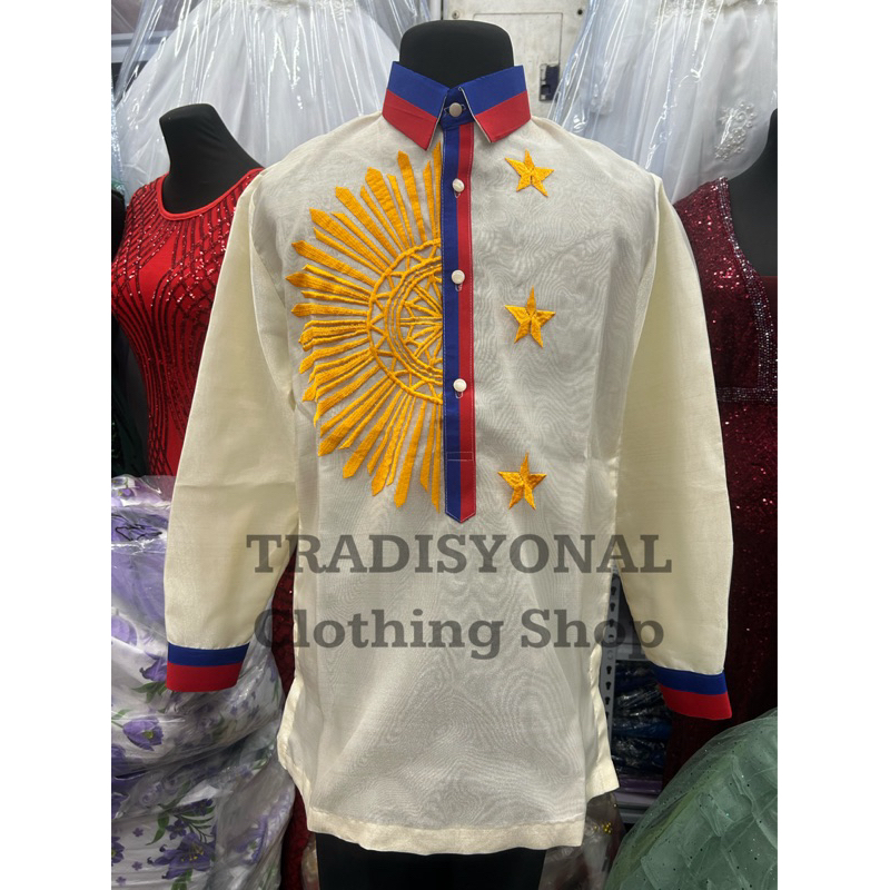 Barong With Lining Flag with Araw Embroidered Design for Adult | Shopee ...