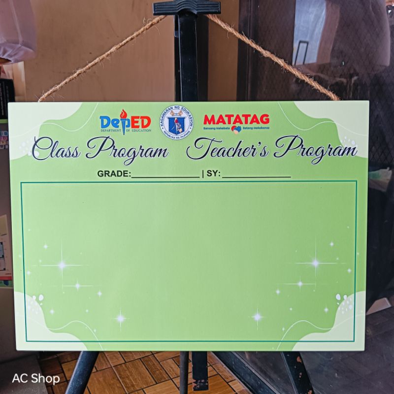Customized Class Program / Teacher's Program in Sintra Board Laminated ...