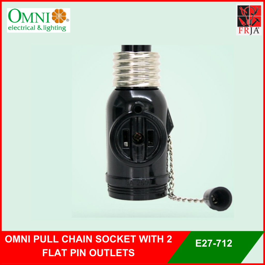 OMNI PULL CHAIN / CHAIN PULL E-27 SOCKET W/ 2 FLAT PIN OUTLETS E27-712 ...