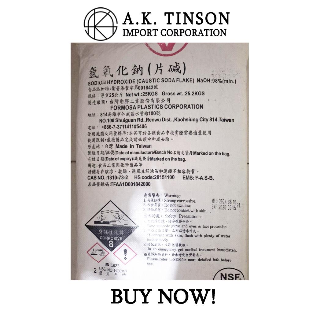 AK Caustic Soda (Lye) Flakes 25kg for Soap Making, Liquid Detergent ...