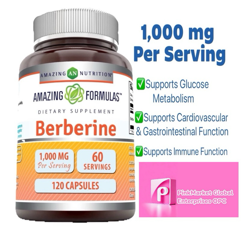 Amazing Formulas Berberine 1,000 mg Per Serving 120 Capsules | Non GMO ...