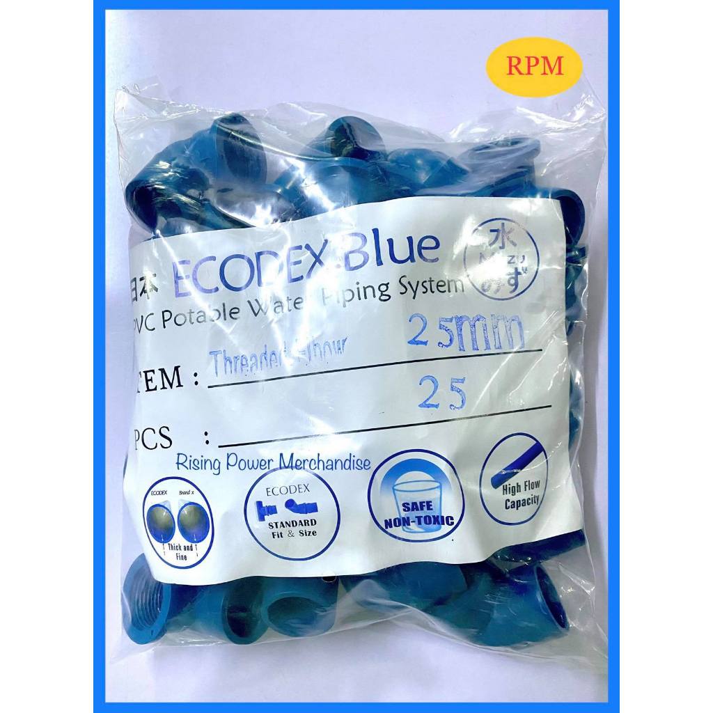 Ecodex PVC Blue Elbow with Thread 3/4" ( 25mm ) ( 25pcs ) | Shopee ...