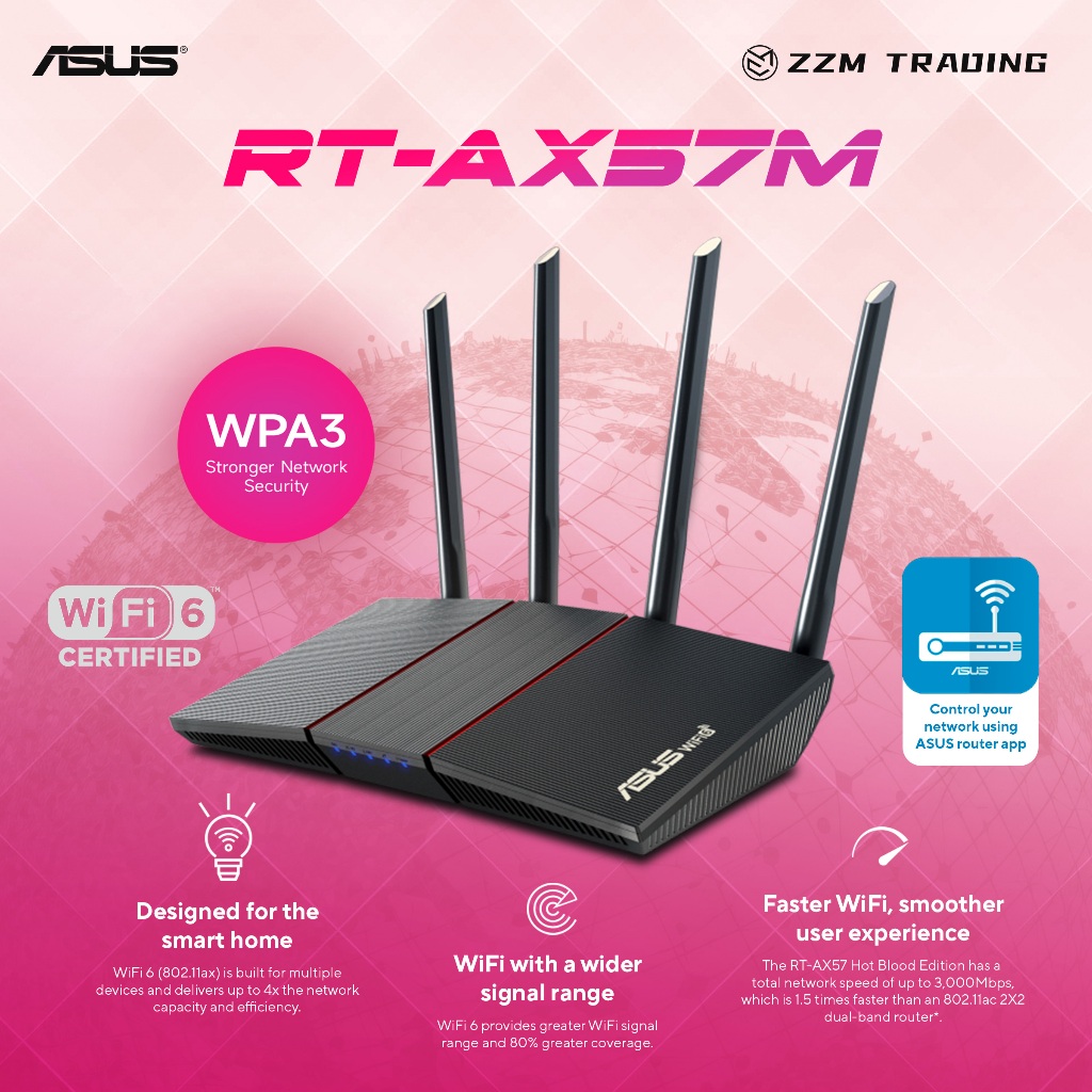 ASUS RT-AX57M WIFI 6 2.4GHz/5Ghz 2400mbps WiFi Router | Shopee Philippines