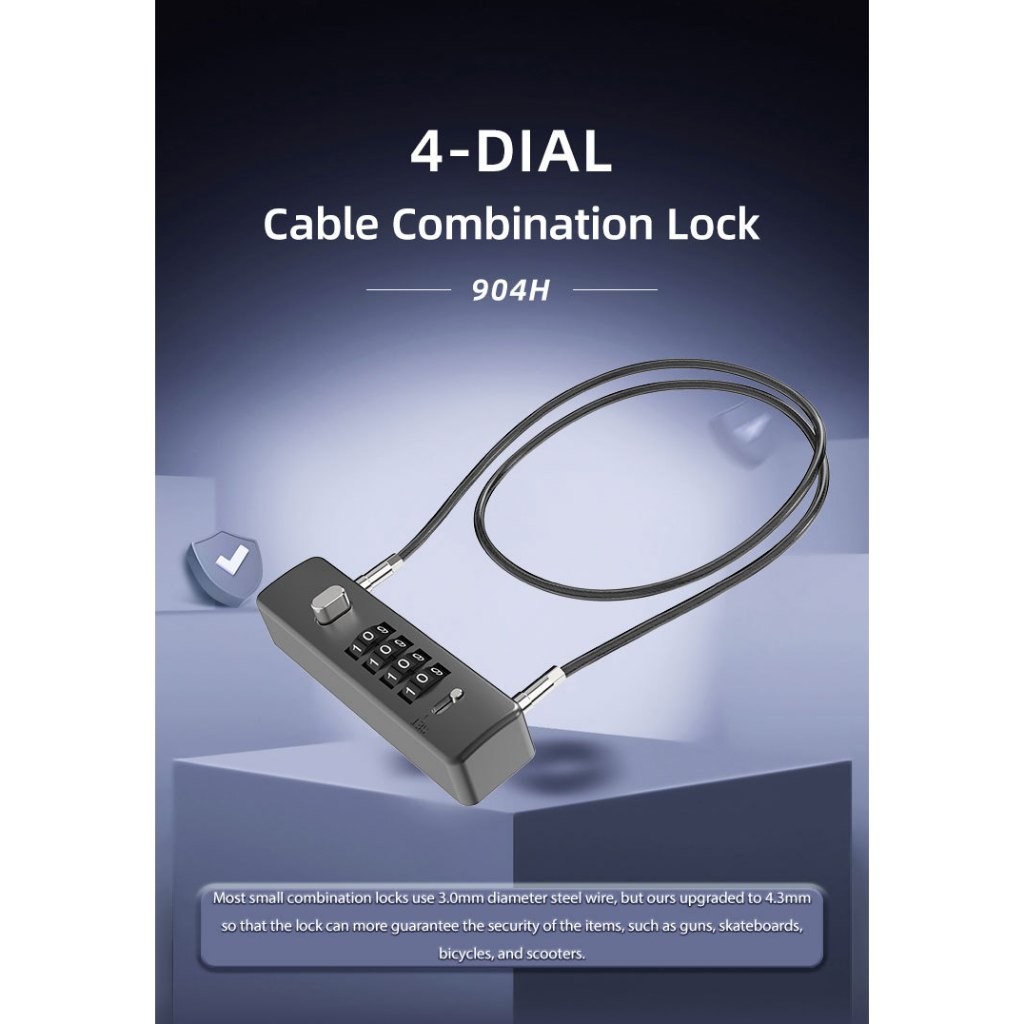 4-Digit Cable Combination Padlock Safe Cabinet Bicycle Motor Helmet ...