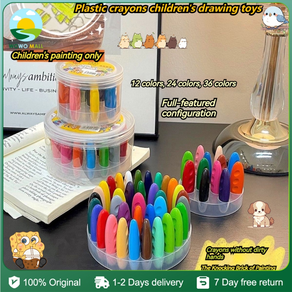 12/24/36 Colour Crayons Set Water Drop Shape Safe Non-Toxic Washable ...
