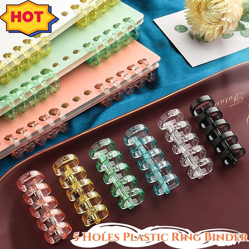 5 Holes Loose-leaf Plastic Binding Ring Removable Binding Clip DIY ...