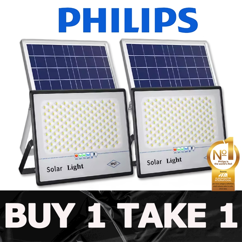 PHILIPS BUY 1 TAKE 1 Solar Light Outdoor Lighting Waterproof Solar Flood Street Lamp 50 X Bright ...