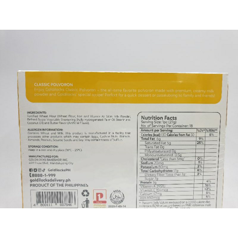 GOLDILOCKS Classic/ Special Box Polvoron Box ( 18 pcs. 486g ) | Shopee Philippines