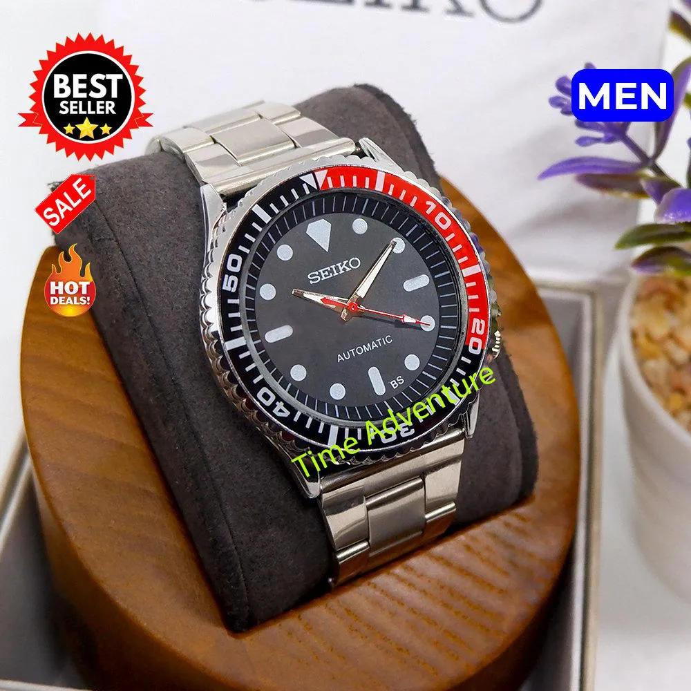 Seiko Diver's Pure 21 Jewels Automatic Japan Black Red Dial Silver ...