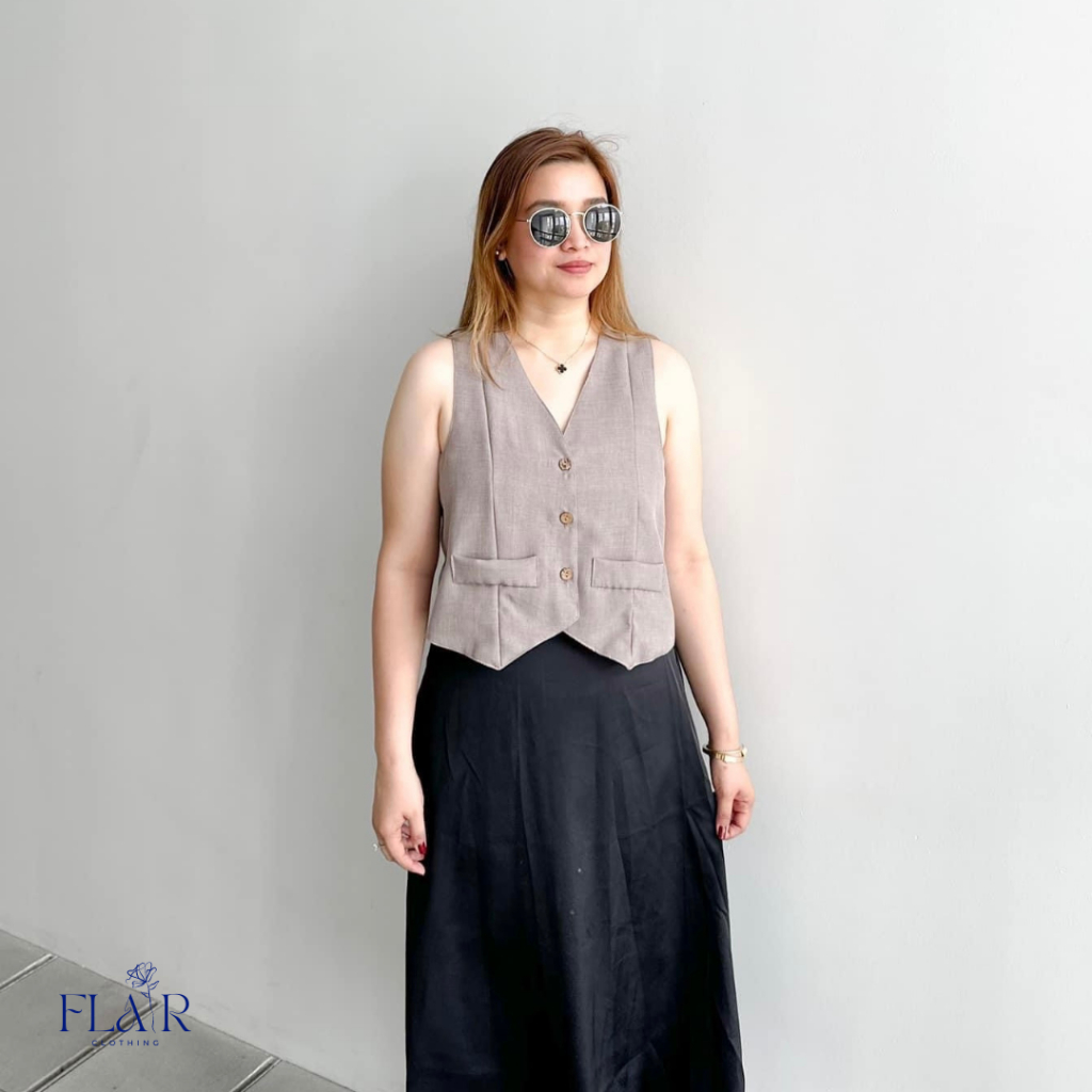 Astrid Top — Button Down Vest Top for Womens | Flair Clothing | Shopee ...