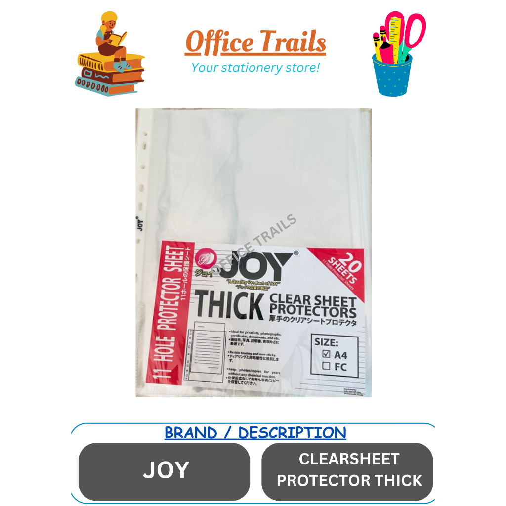 Joy Clear Sheet Protector Thick A4/FC 20's SOLD PER PACK | Shopee Philippines