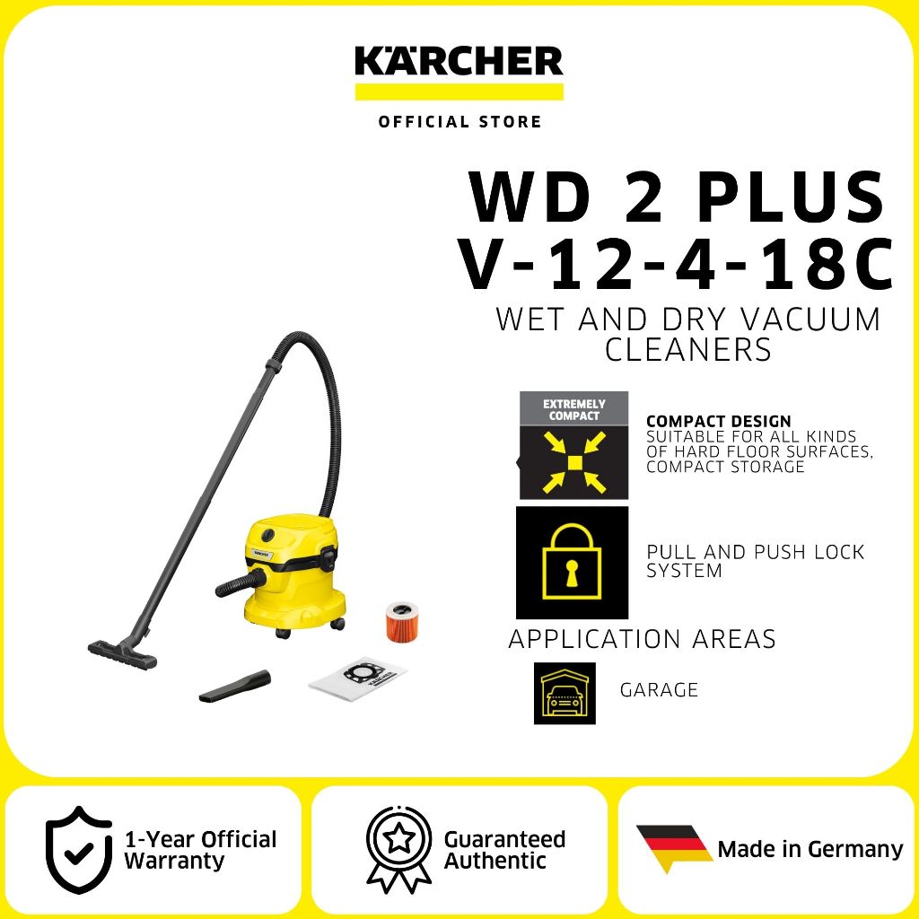 Karcher WD 2 Plus V-12/4/18/C Wet and Dry Vaccum Cleaner | Shopee ...
