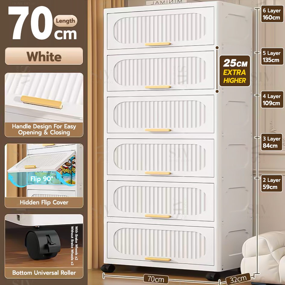 SIV 32-70cm Foldable Storage Cabinet With Flip Door Plastic Storage Box ...
