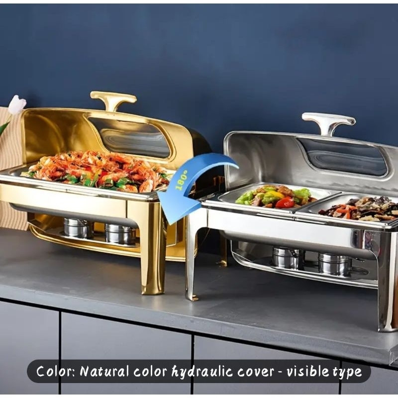 Stainless Steel Rectangular Chaffing Dish/Roll Top - 9L Capacity for ...