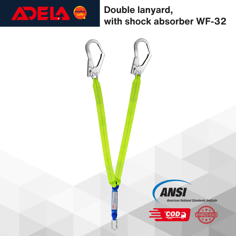 ADELA WF32 Double Lanyard Web Type with Shock Absorber and Big Hook ...