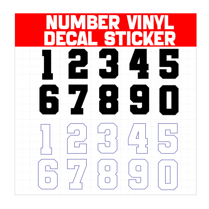 Sticker NUMBER Cutout Vinyl Sticker / Number Decal Waterproof ...