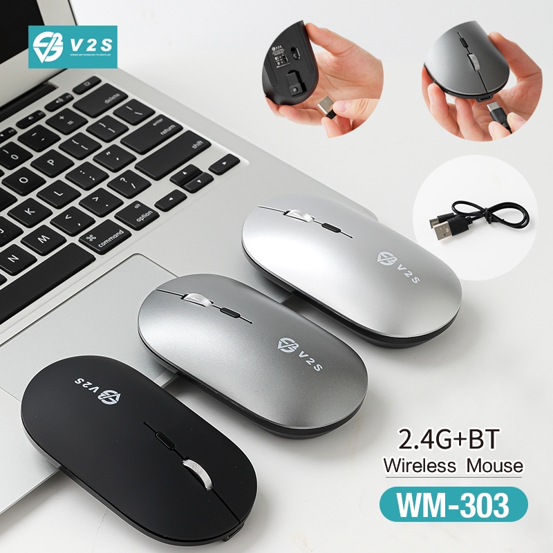 V2S WM-303 Dual Mode Computer Mouse Wireless 5.2 Bluetooth Version ...