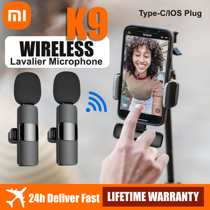 K9 Wireless Lavalier Microphone for vlogging Noise Cancelling Lapel Mic use for Live Stream ...