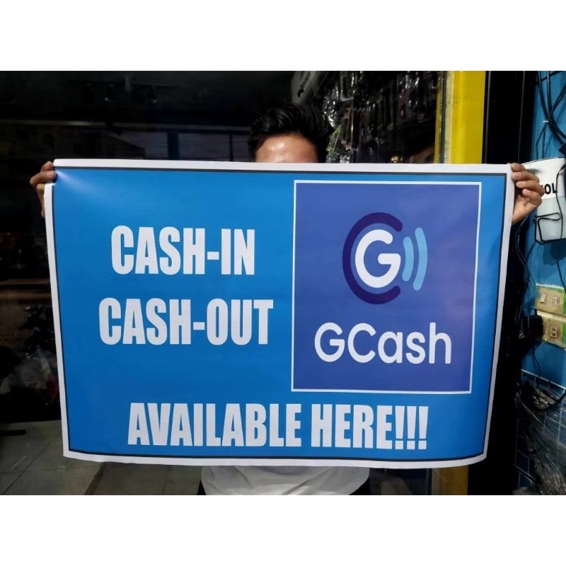 Gcash Tarpaulin Banner 2ft×3ft Cash in Cash out with 4 eyelet | Shopee ...