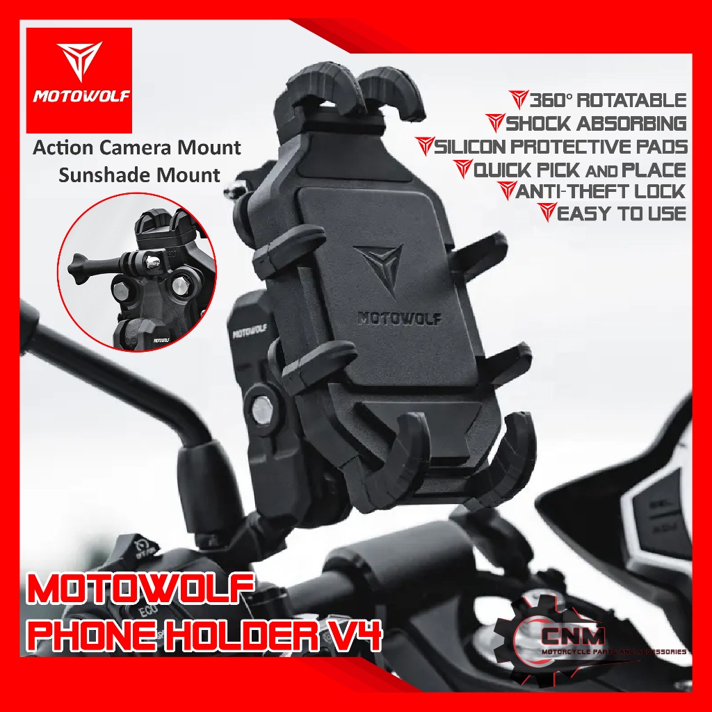 Motowolf Phone Holder v4 Shock Absorbing Cellphone Holder Dual Charging ...