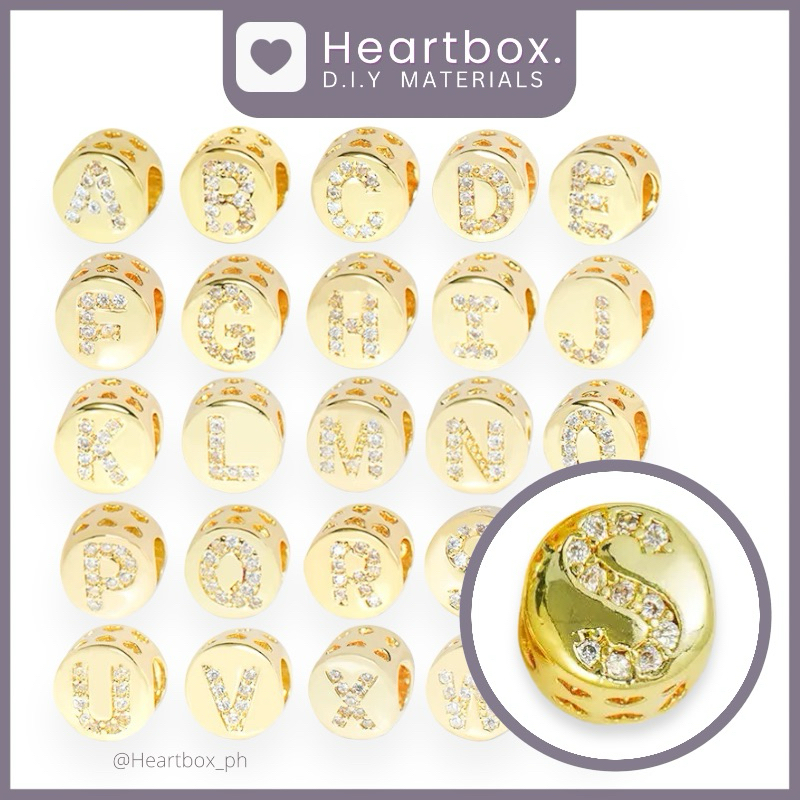 DIY 18K Gold Plated Non Tarnish Brass Charm Letter with CZ use for Bracelets and Necklaces ...