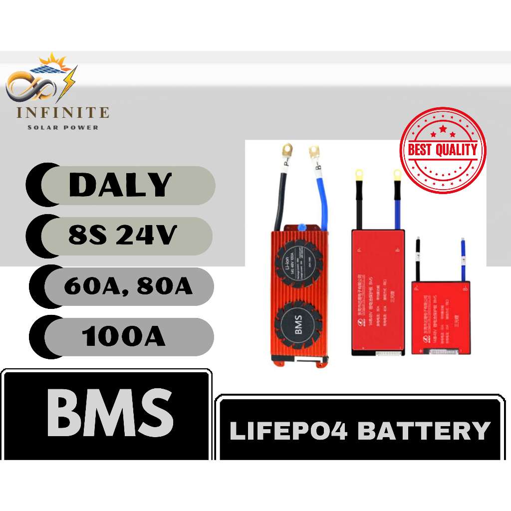 DALY BMS Lifepo4 8S 24V 60A, 80A, 100A, DALY BMS for lifepo4 32650 3.2v Nominal Wide Application ...