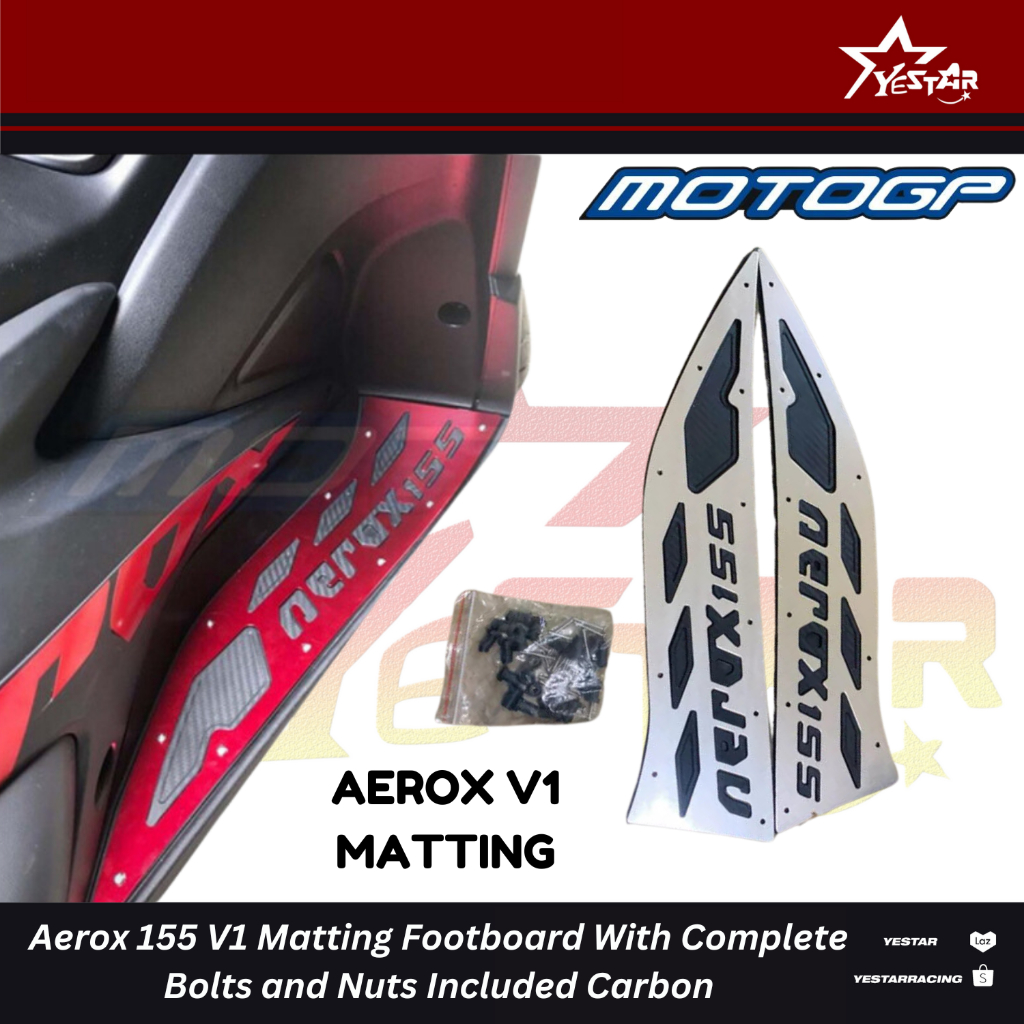 EVAN Motor 1set Aerox 155 V1 Matting Footboard With Complete Bolts and ...