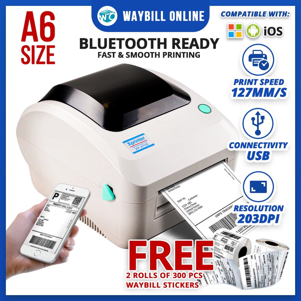 XP-470B Waybill Printer with Peeler (Auto-Peel) Bluetooth/USB Xprinter ...