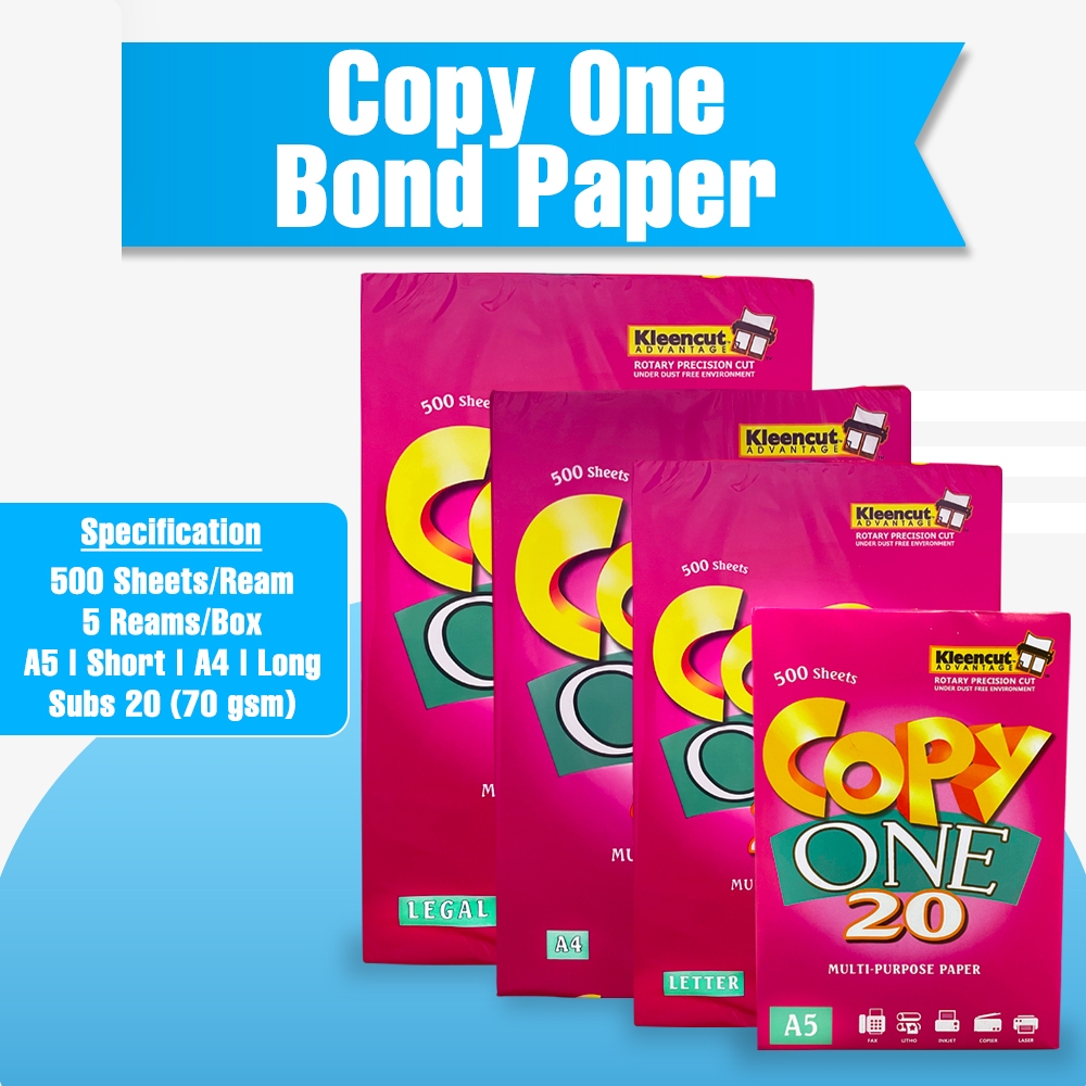 COPY ONE 70gsm Bond Paper White Inkjet For School And Office Use 500 ...