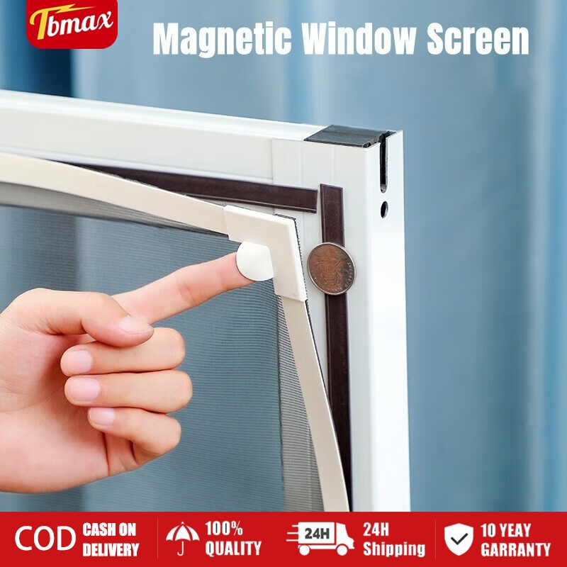 Dense Mesh Adjustable Magnetic Window Screen with frame Washable cover ...