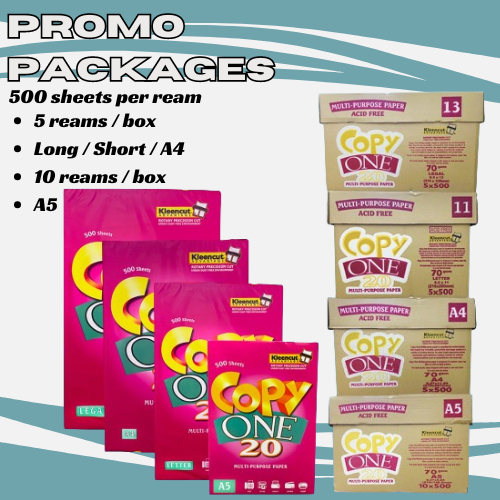 Copy One Bond Paper 70gsm Per Ream 500 Sheets 5 Reams 1 Box Promotion A5 - 10 reams/box | Shopee ...