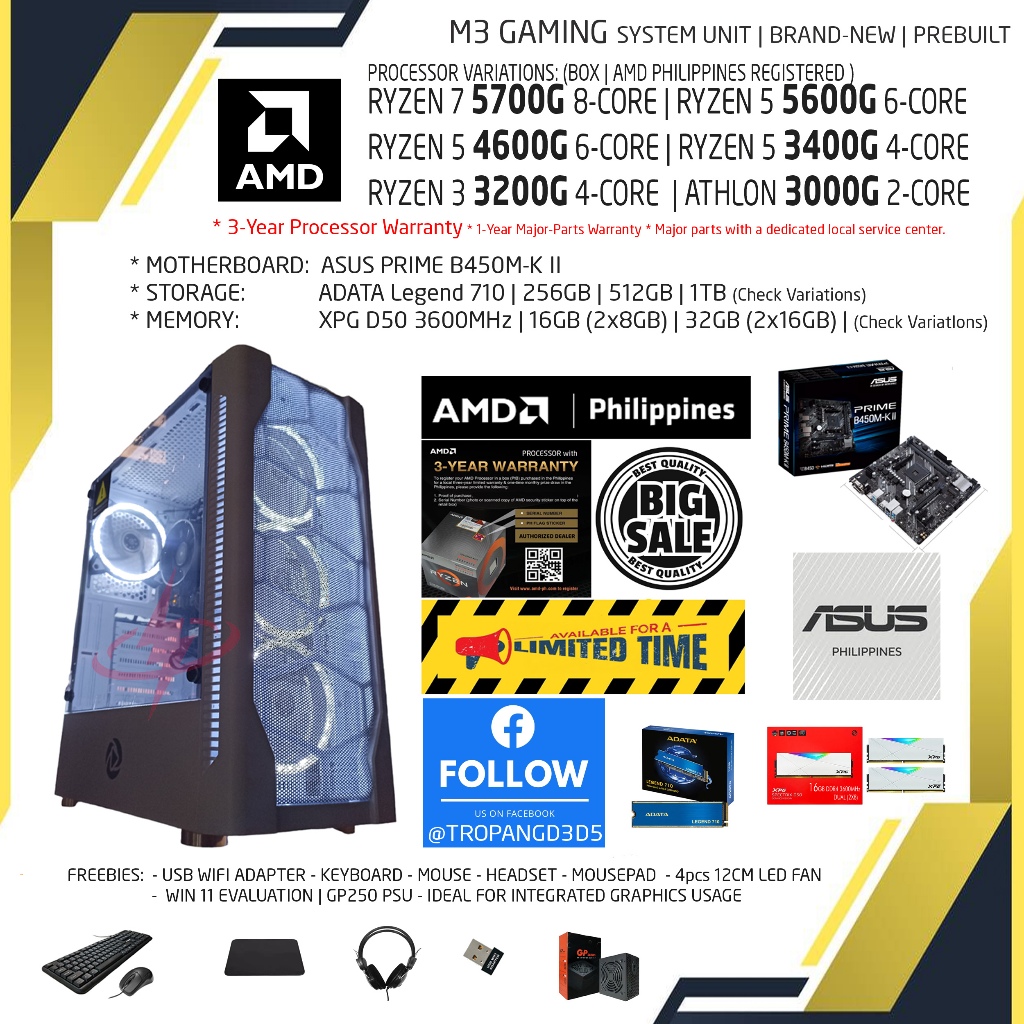 M3 Gaming System Unit | AMD Ryzen | 5700G | 5600G | 4600G | 3400G ...