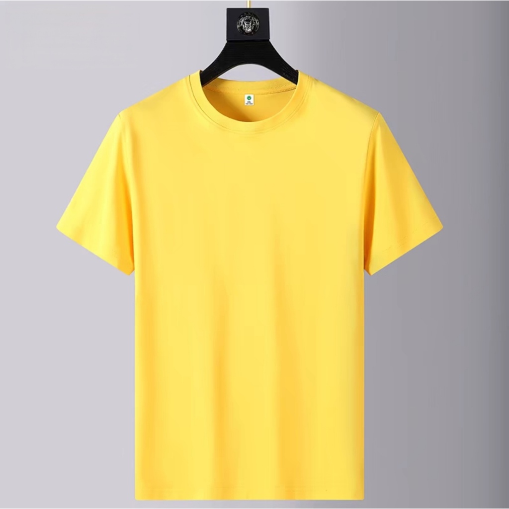 Men's Casual Round Neck yellow T-Shirt Active coloR for size | Shopee ...