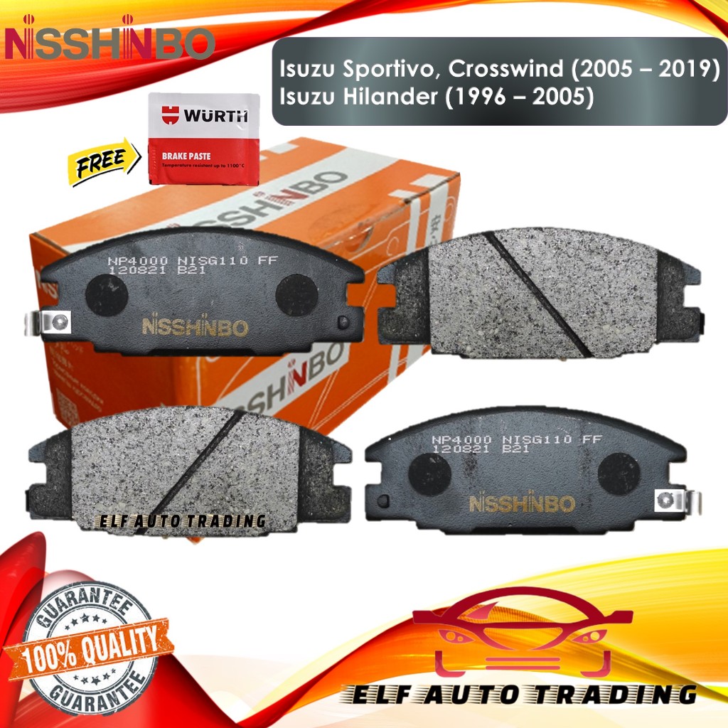 Genuine Nisshinbo Front Brake Pads Isuzu Sportivo, Crosswind (2005-2019 ...