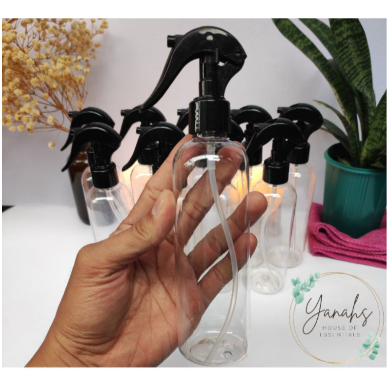 Trigger Sprayer Empty Plastic Bottle 250ml Clear Cylindrical Finger ...