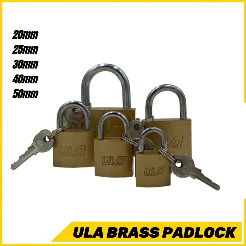 1pc. ULA Brass Padlock with 3key Heavyduty (20,25,30,40,50mm ...