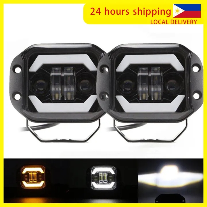 5" Inch Spotlight Flush Mount LED Work Light Bar Hi low Beam Off Road ...