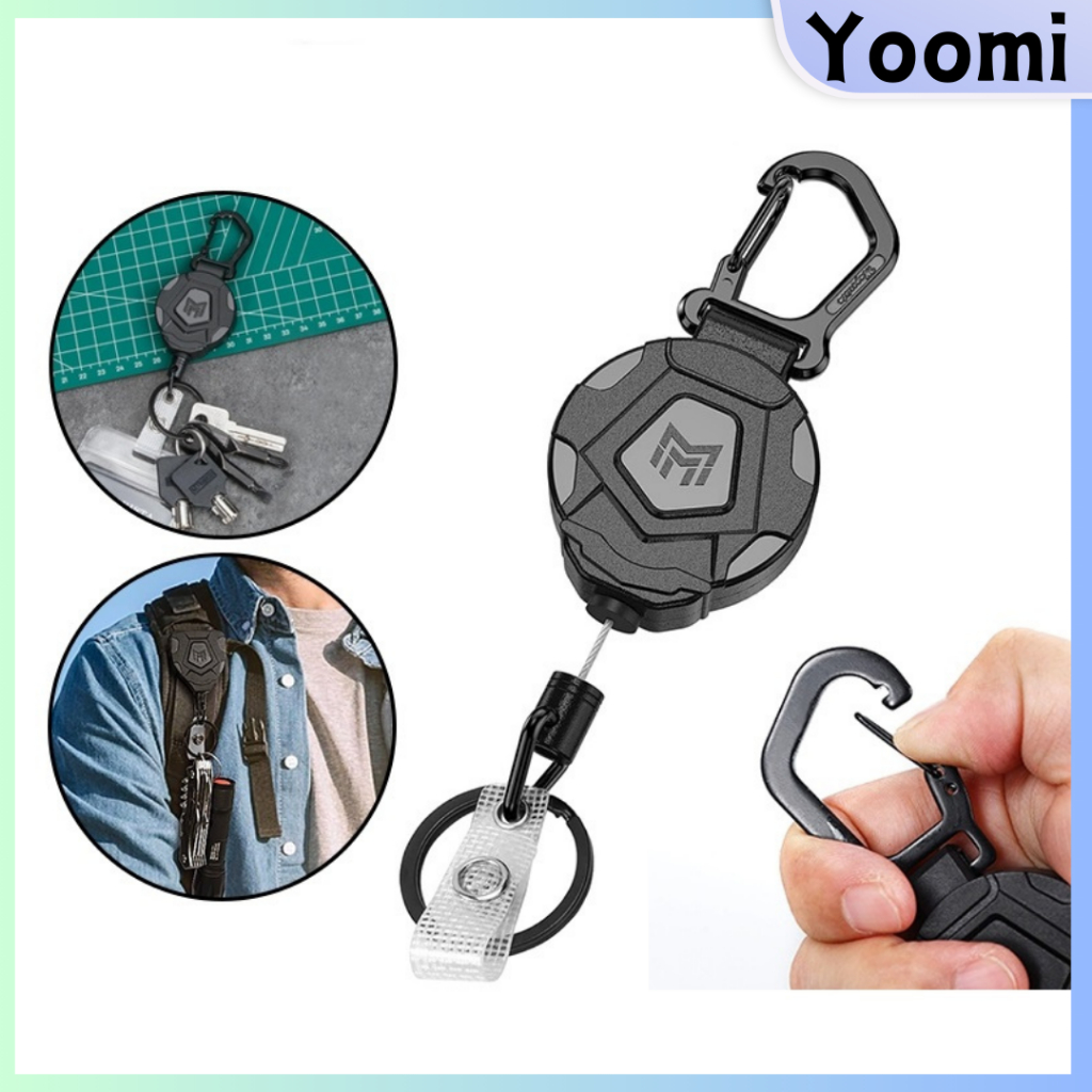 Keychain Retractable Heavy Duty Carabiner Badge Holder Reel Coated ...