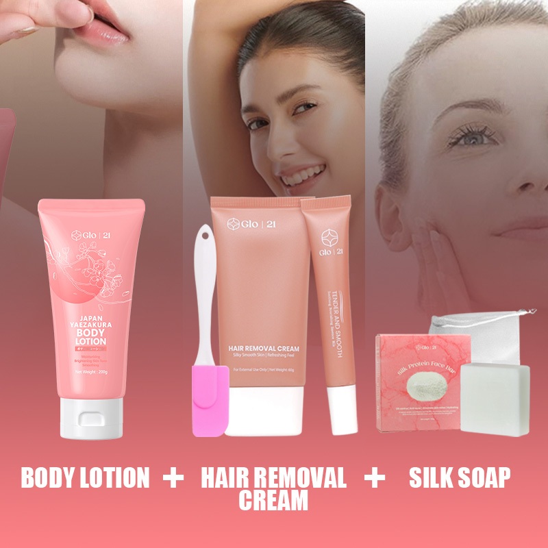 GLO21 Hair removal and whitening three-piece set(HAIR REMOVALCREAM+BODY ...