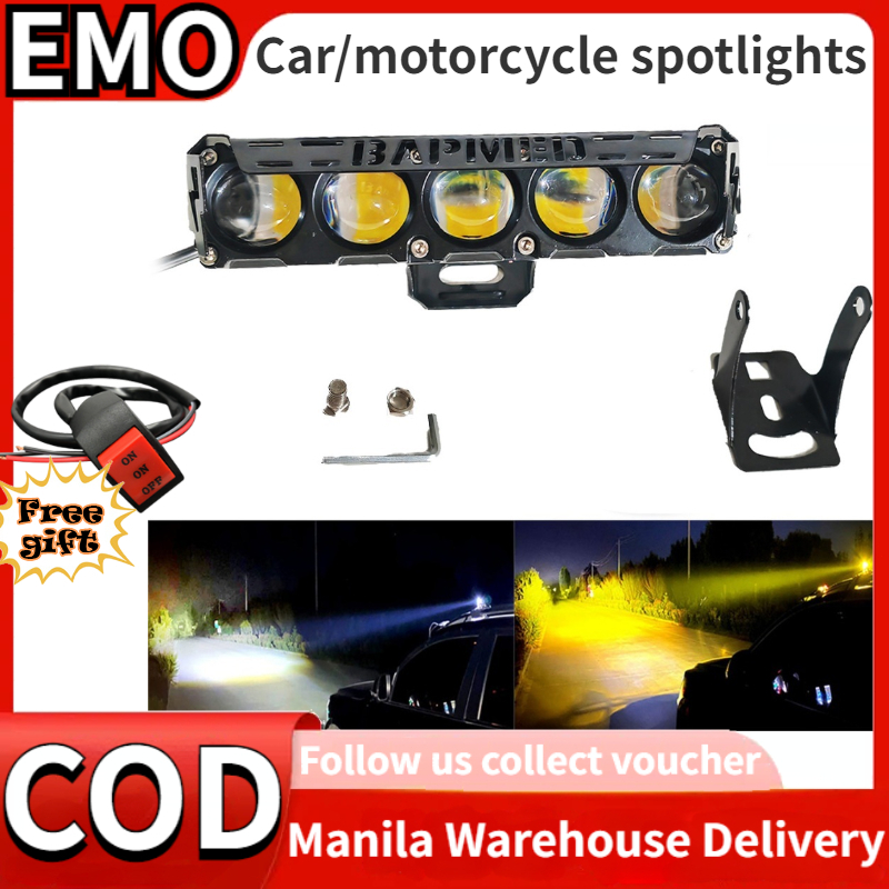 Larger light range 5 lights Car/motorcycle headlights, LED yellow and ...